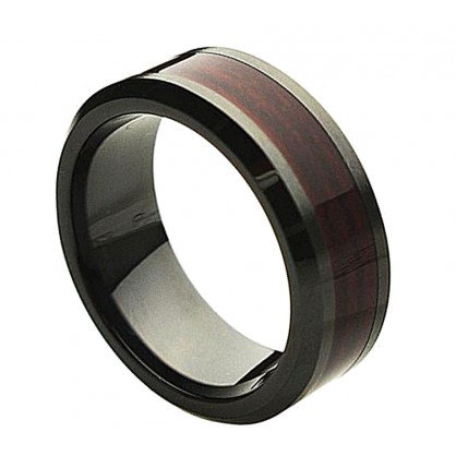 Ceramic Ring " Engraving" Wedding Wood Inlay Band Mmcr245 8mm Black ...